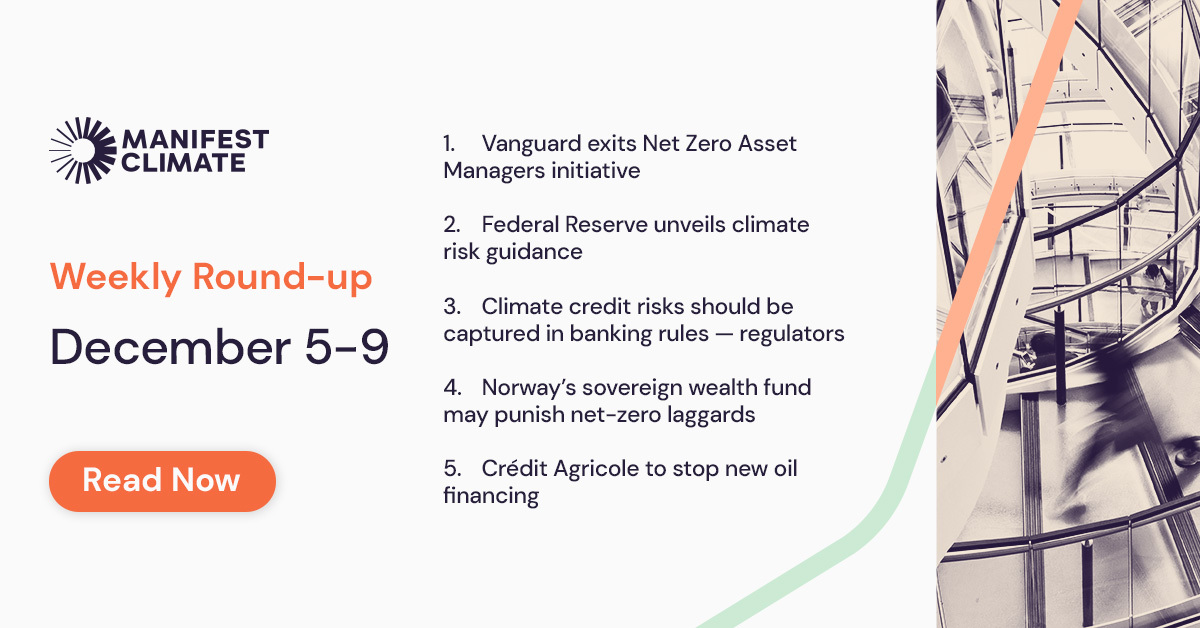 Vanguard Exits NZAMI, Federal Reserve Unveils Climate Risk Guidance ...