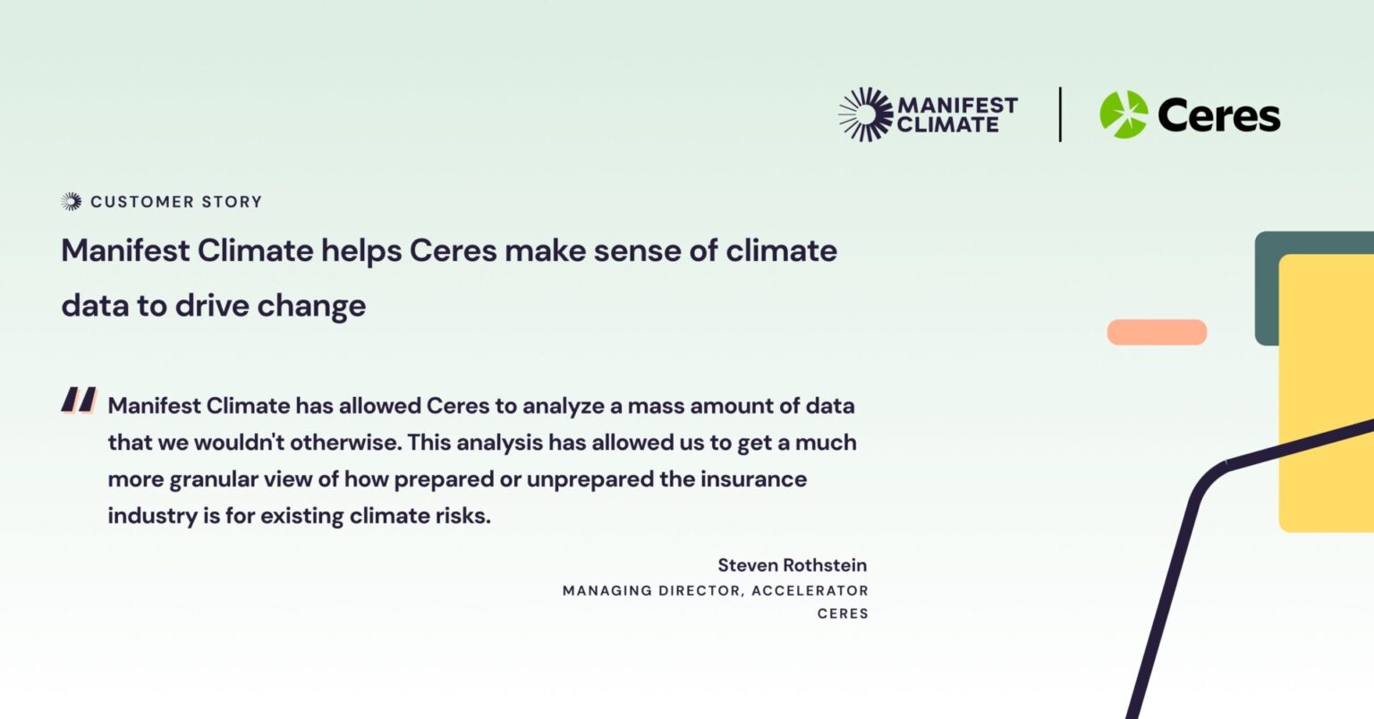 Manifest Climate helps Ceres make sense of climate data to drive change - Manifest Climate